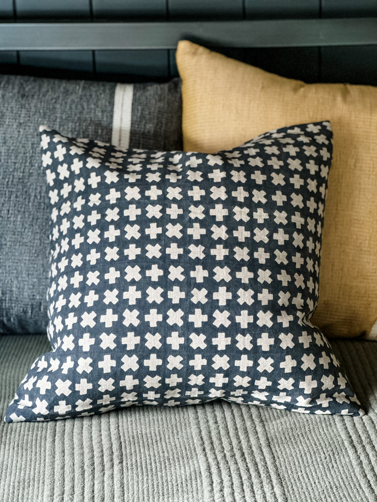 Bogo in Midnight Pillow 22x22 – Bastideaux Artisan Textiles